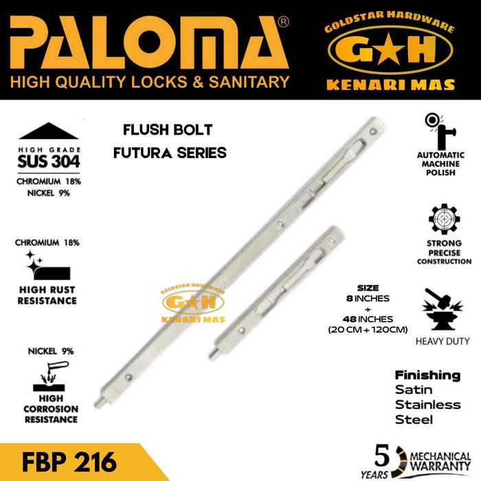 Jual Paloma FBP 216 Grendel Tanam Flush Bolt 8 + 48 INCH ( 20+120CM ...