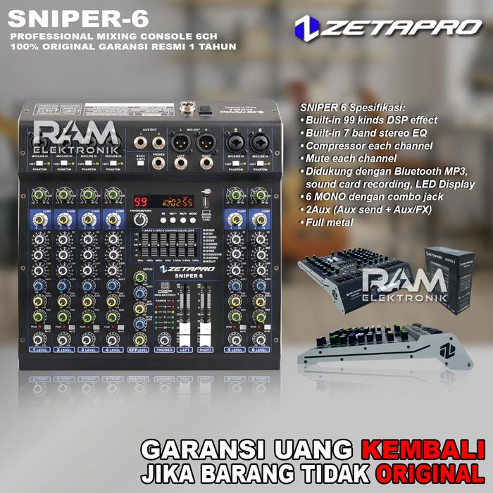 Jual Mixer 6 Channel ZETAPRO SNIPER6 | SNIPER 6 Bluetooth USB Soundcard Original - Jakarta Barat ...