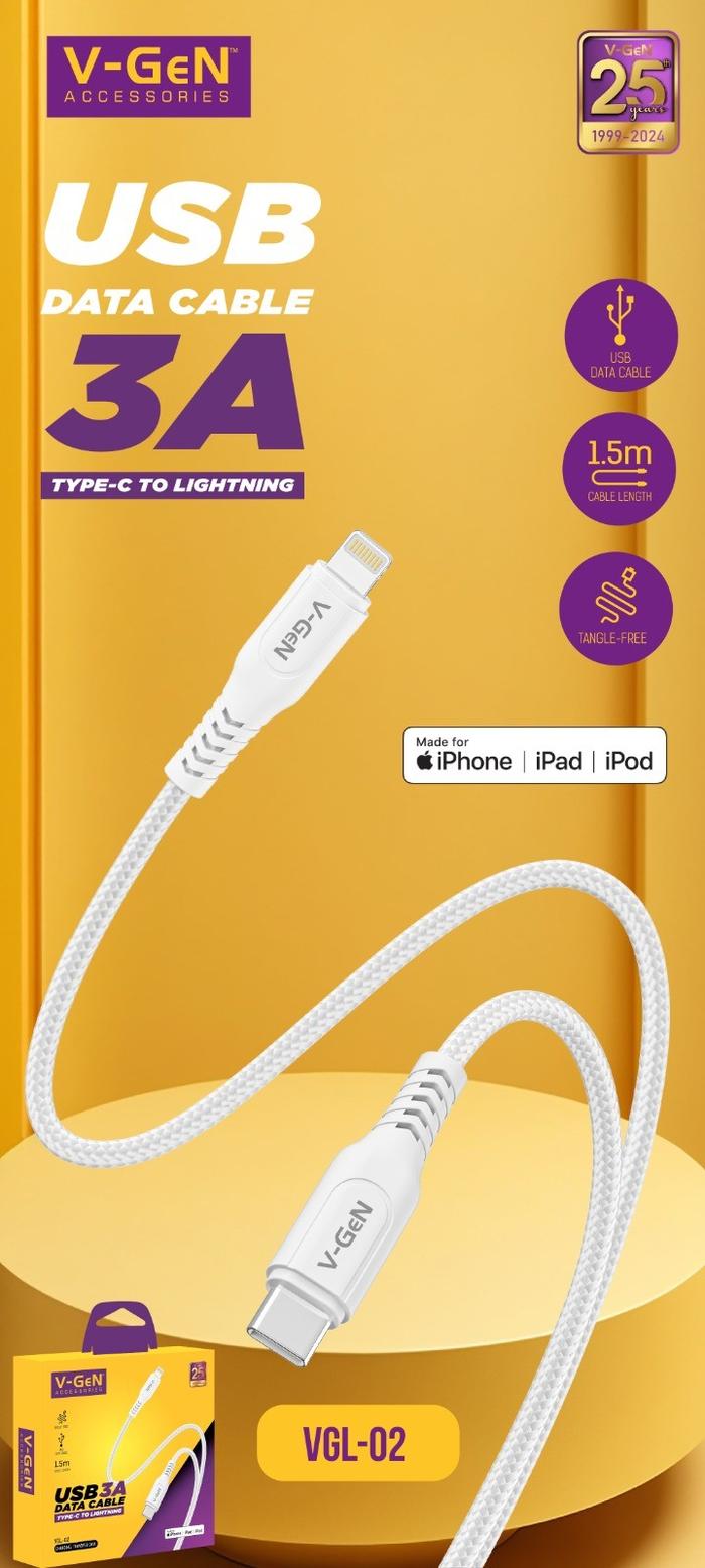 Jual Kabel Data Type C to Lightning iPhone V-GeN VGL-02 MFI 3A 1,5 ...