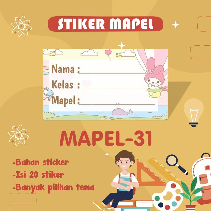 Jual 20 Stiker Mapel - Label Buku Pelajaran Sekolah - Stiker mata ...