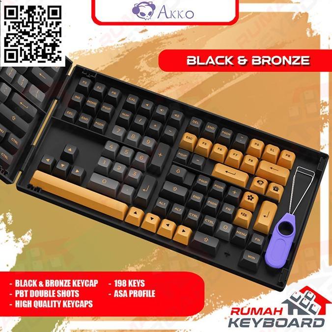 Jual keycap - keycaps - asa - akko black & bronze keycap set - 158 key ...