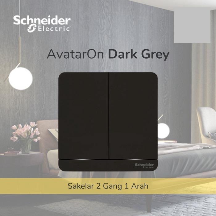 Jual Schneider AvatarOn Dark Grey Saklar Lampu 2 Gang 1 Arah E8332L1LED ...