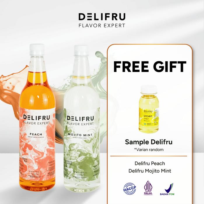 Promo Paket Bundling Syrup Delifru 2L Sirup Peach 1L + Sirup Mojito ...