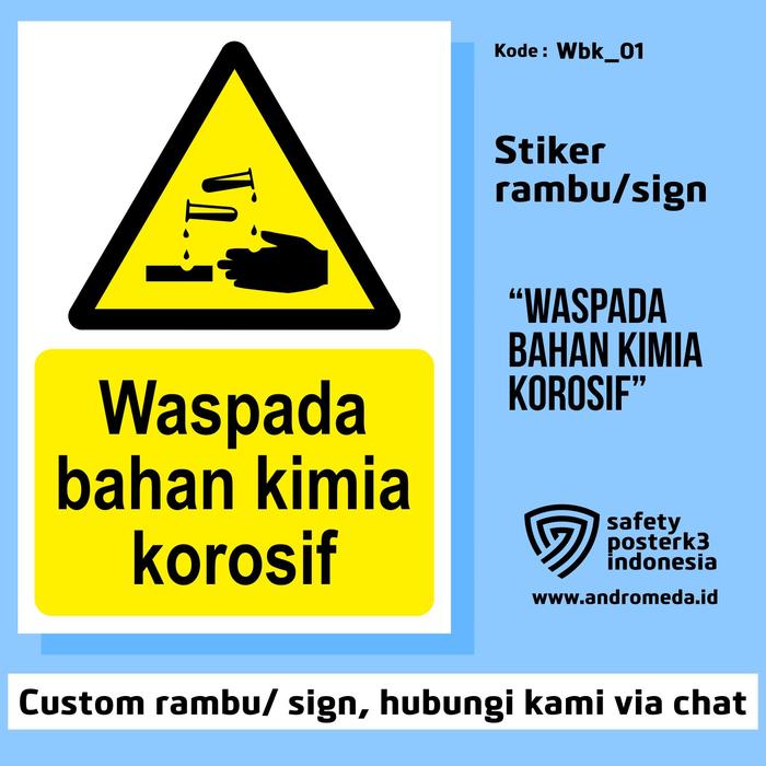 Jual Stiker Vinyl Sign Rambu K3 Waspada Bahan Kimia Korosif - 20x15 cm ...