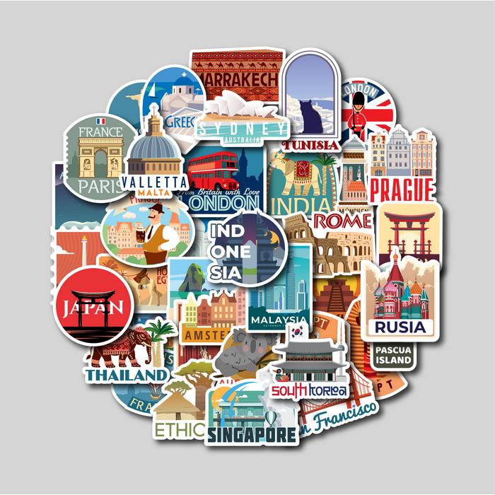 Jual STICKER PACK WORLD TRAVEL | STICKER TUMBLER | STIKER LAPTOP KOPER ...