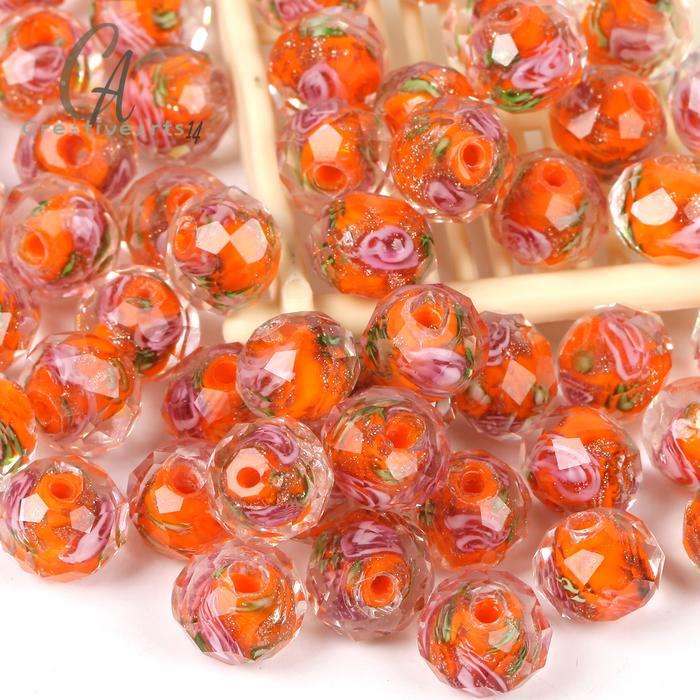 Jual Manik Batu Kristal Ceko Murano Bulat Crystal Motif Bunga Bahan ...