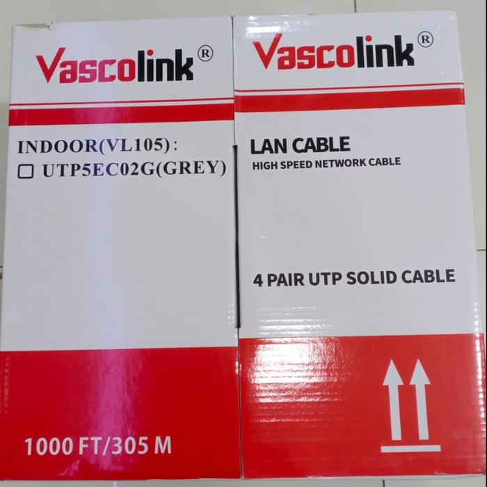 Jual 1 ROLL KABEL LAN VASCOLINK UTP CAT 5E/6E GREY INDOOR [305 METER ...