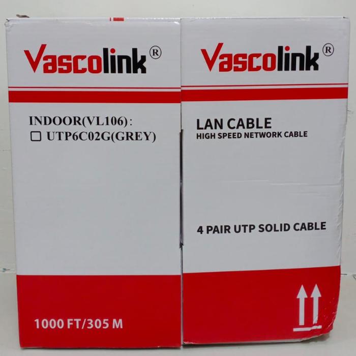 Jual 1 ROLL KABEL LAN VASCOLINK UTP CAT 5E/6E GREY INDOOR [305 METER ...