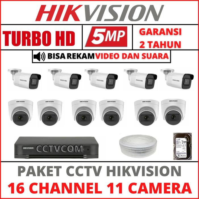 Jual PAKET CCTV HIKVISION 16 CHANNEL 11 CAMERA 5MP TURBO HD - HARDISK ...