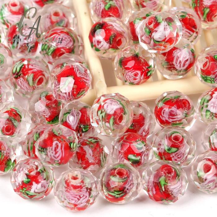 Jual Manik Batu Kristal Ceko Murano Bulat Crystal Motif Bunga Bahan ...