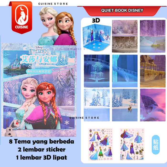 Jual Quiet book Busy book Disney Buku mainan Sticker Book Princess Elsa ...