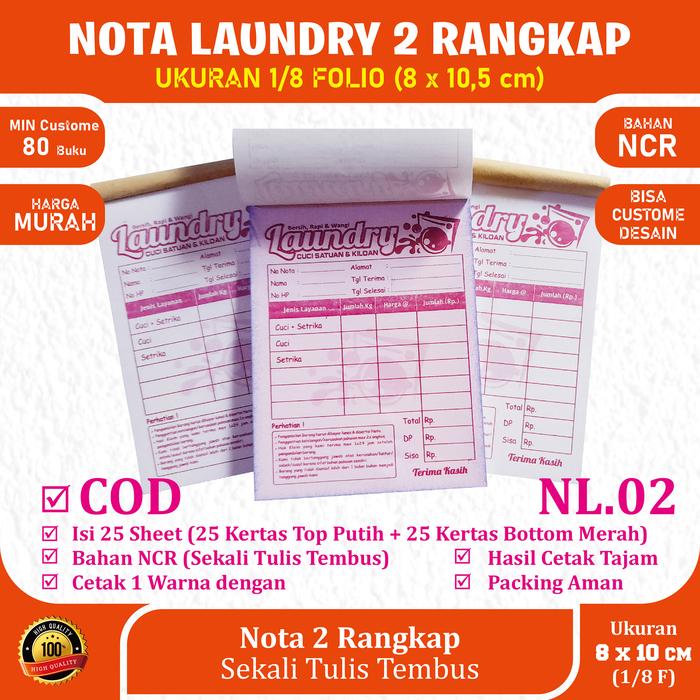 Jual Nota Laundry mini ukuran 1/8 folio (10,5 x 8 cm) NCR 2 Ply - NCR ...