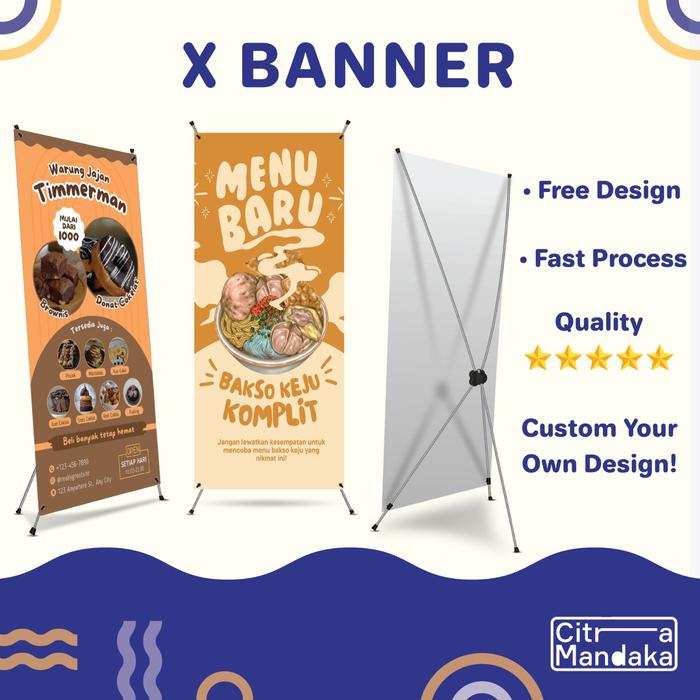 Jual Cetak Banner Standing 60 x 160 | X banner Makanan Minuman 80 x 180 ...