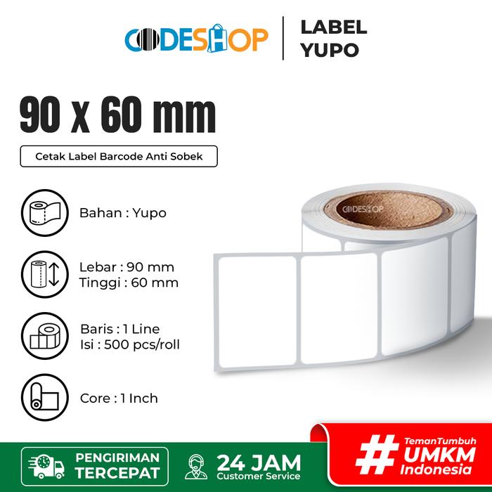 Jual Codeshop Label Yupo 90 x 60 mm 1 Line isi 500 pcs Core 3 inch ...
