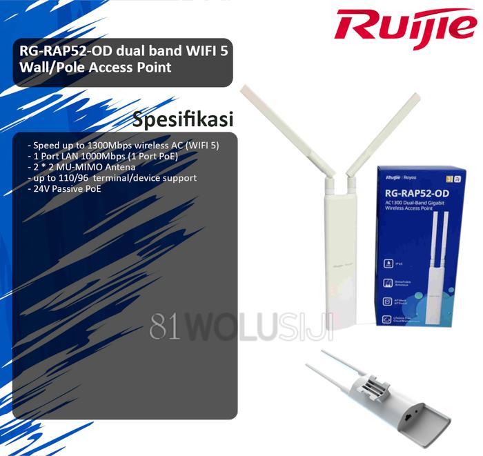Jual Ruijie RG RAP52 OD Dual band Gigabit Wireless AC Router 1300Mbps WIFI 5 Wall/Pole Mount ...