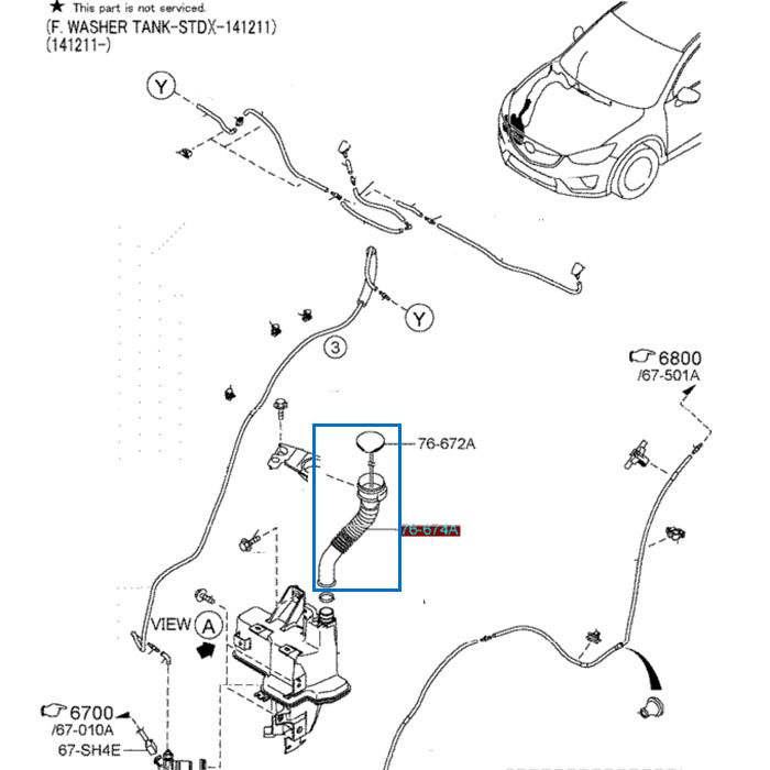 Jual Selang Tutup Tabung Air Wiper Mazda CX5 CX8 Funnel Cap Set - Kab ...