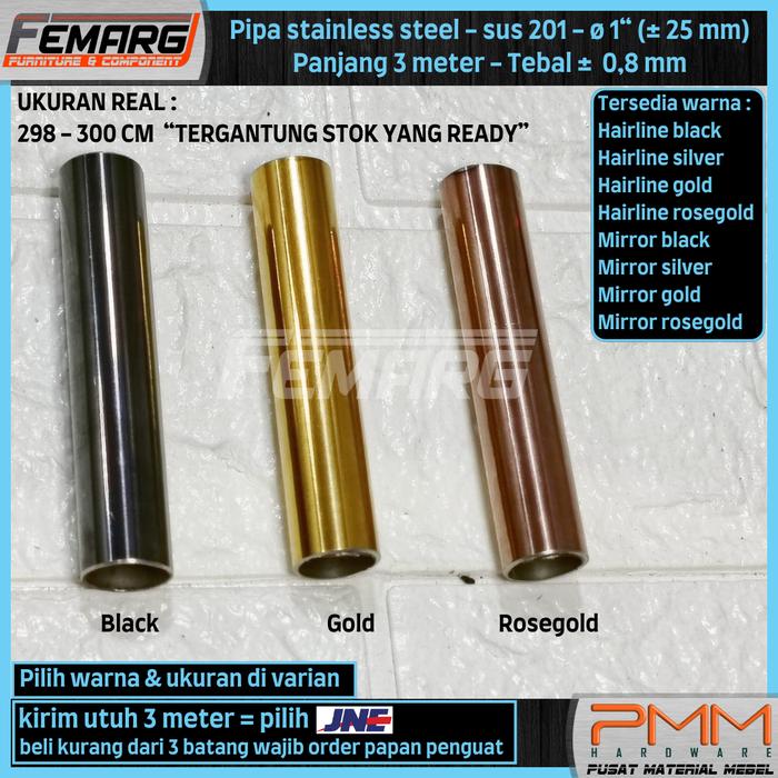 Jual PIPA STAINLESS 25mm FEMARG SUS 201 MIRROR GOLD |ROSE GOLD |BLACK ...