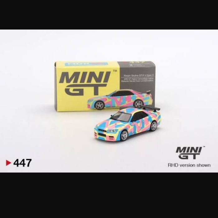 Jual Mini GT 447 - Nissan Skyline GT-R (R34) V-Spec II Event car ...