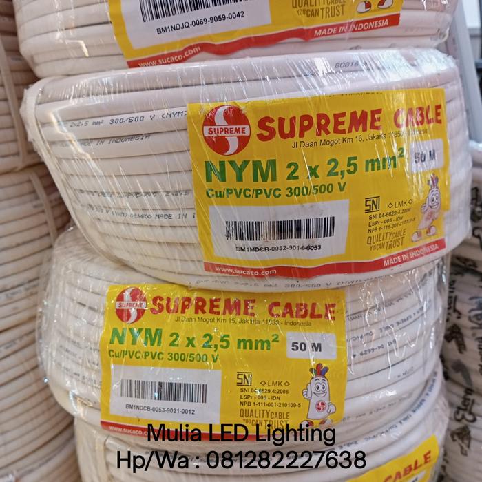 Jual Kabel Supreme Cable/Kabel NYM 2x2,5mm @50 Meter/Rol, Kabel Tembaga 2x2.5 / 2 x 2.5 TUNGGAL ...