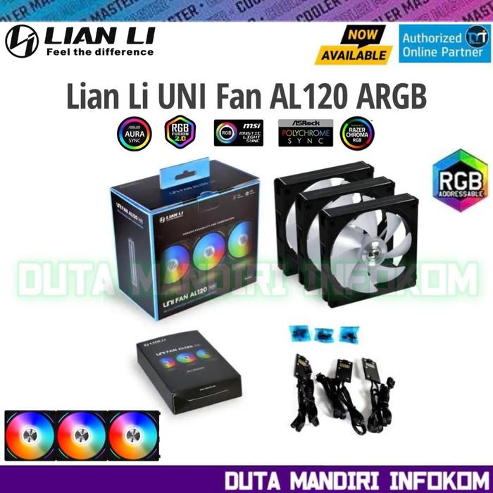 Promo Lian Li Uni Fan AL120 White I Black - 3Pcs 12cm ARGB Fan ...