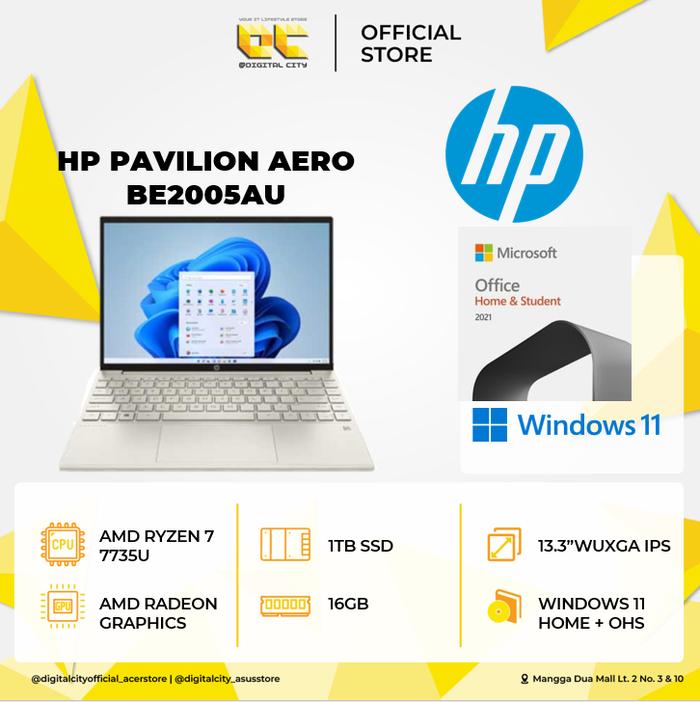 Jual HP PAVILION AERO 13 RYZEN 7 7735 16GB 1TB W11+OHS 13.3WUXGA IPS ...