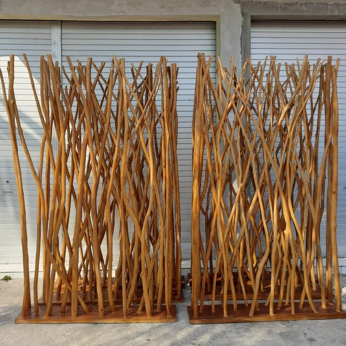 Jual Sketsel Ruangan Partisi Ruangan Ranting Kayu Jati Dekorasi Cafe ...