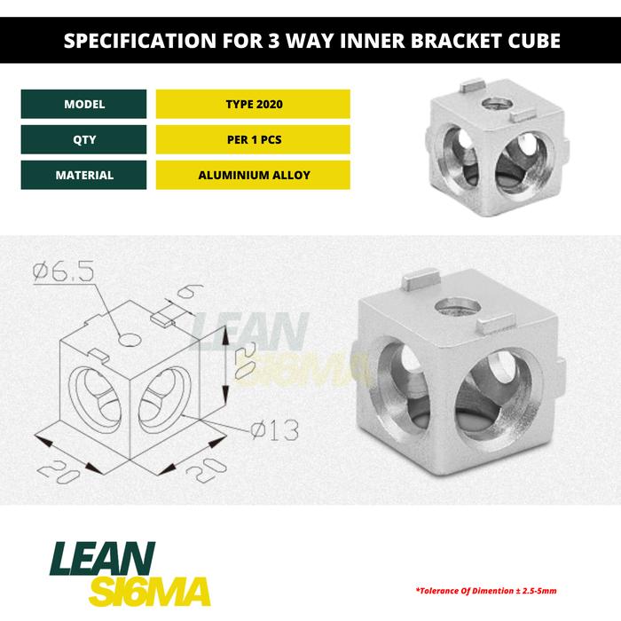 Jual 3-Way Cube Corner Connector 3 Way Cubic Bracket Siku for Aluminum ...