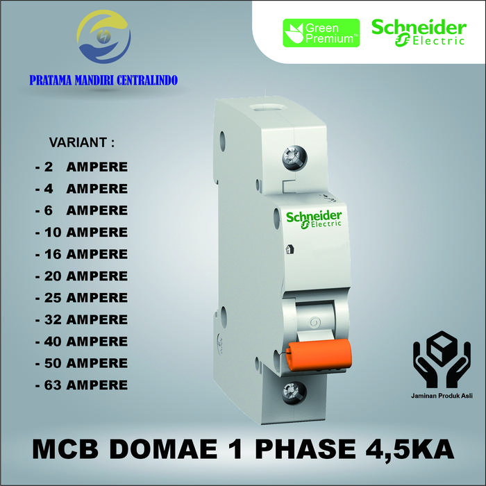Jual MCB 1 PHASE DOMAE 4,5kA SCHNEIDER 1 POLE 1P - 2 AMPERE s.d 63 AMPERE - 6A - Jakarta Barat ...