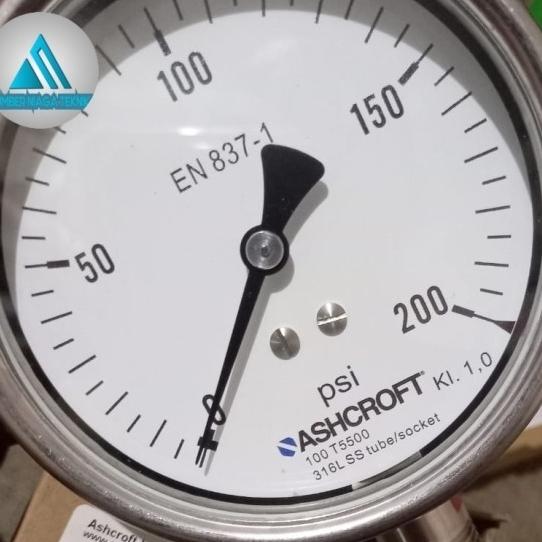 Jual pressure gauge ashcroft 4 inch lower back 200 psi full stainless ...