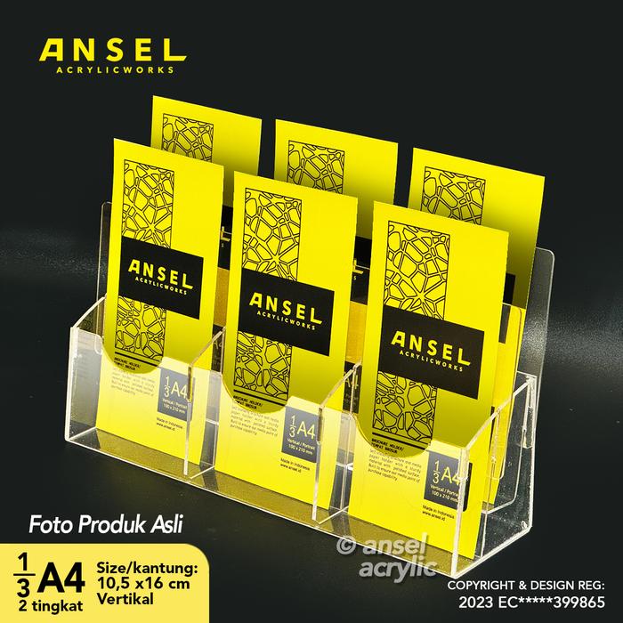Promo ANSEL Tempat Brosur Akrilik 2 Tingkat [ 1/3 A4 - A6 ] Tipe E3 - 2 ...