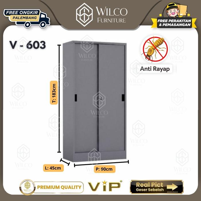 Jual Lemari Arsip Besi 2 Pintu Slding VIP V-603 / Lemari File Besi ...
