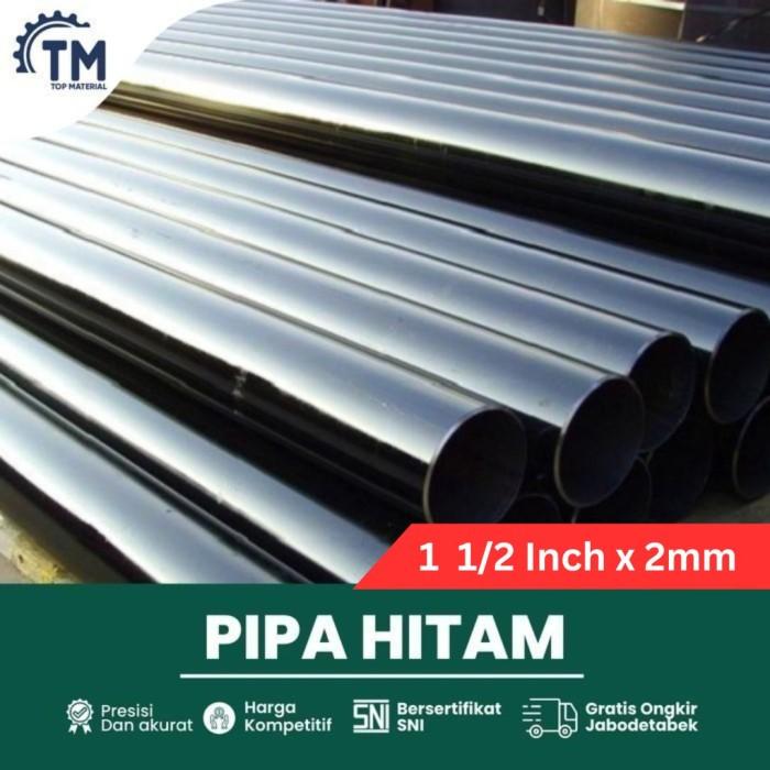 Jual Distributor Pipa Besi Hitam 1 1/2 inch Tebal 2mm Panjang 6 Meter ...