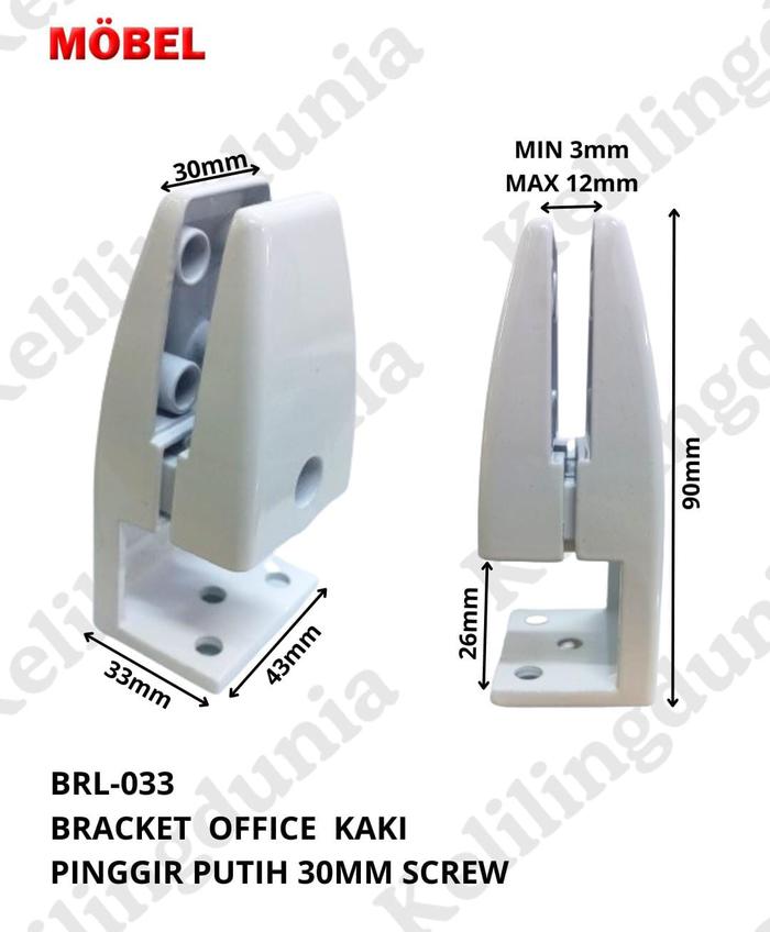 Jual Bracket Partisi Office Putih Penjepit Kaca Stand Pinggir Sekat ...