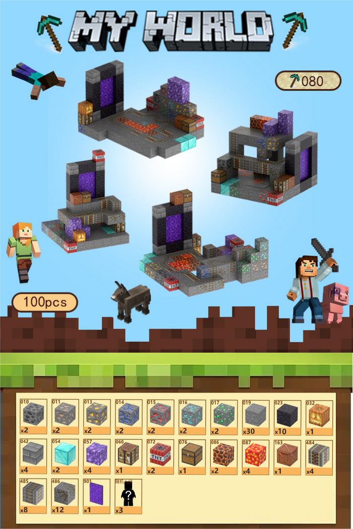 Jual Minecraft magnetic Block Set 128 pcs, 143 pcs, 150 pcs, 200 pcs ...