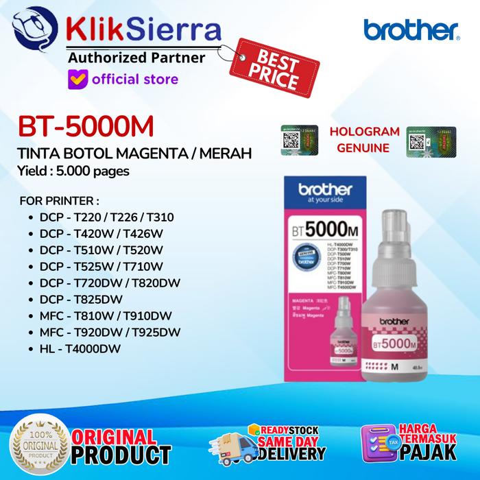 Jual BROTHER Tinta Botol BT-5000M | BT5000M | BT-5000 | BT5000 Magenta ...