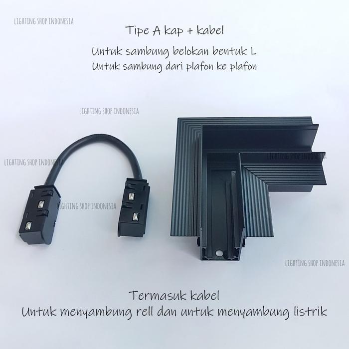 Jual Sambungan rell lurus belok magnet lampu track spotlight magnetic ...