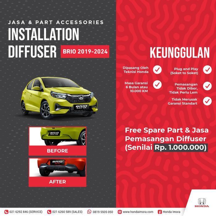 Promo Pasang Diffuser Brio Satya Upgrade ke Brio RS 2024 Cicil 0% 3x ...