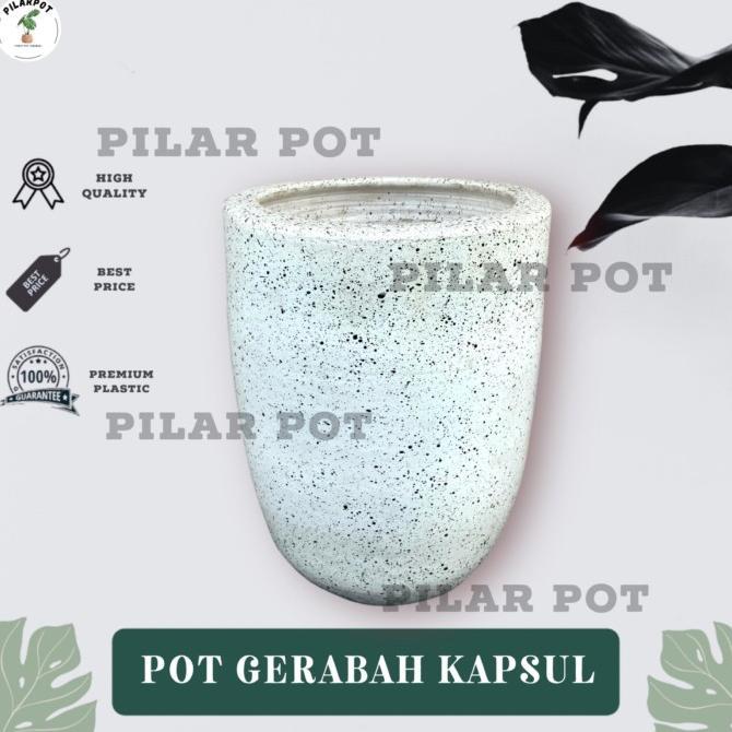 Jual POT GERABAH TANAH LIAT KAPSUL TINGGI SPRINKLE PUTIH D22 T30 ...