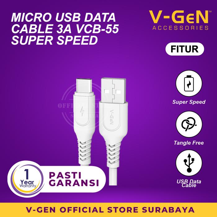 Jual Kabel Data USB Type C V-GeN VCB-55 Fast Charging 3A Kabel Bulat 1 ...