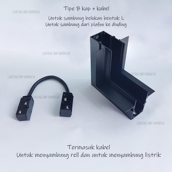 Jual Sambungan rell lurus belok magnet lampu track spotlight magnetic ...