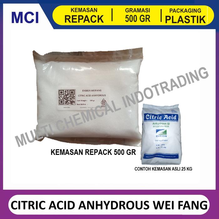 Jual CITRIC ACID CITRUN ASAM SITRAT ANHYDROUS WEI FANG - REPACK 500 GR ...