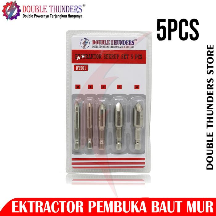 Jual DT Mata Bor Extractor Sekrup Hex Set 5pcs Ektractor Pembuka Baut ...