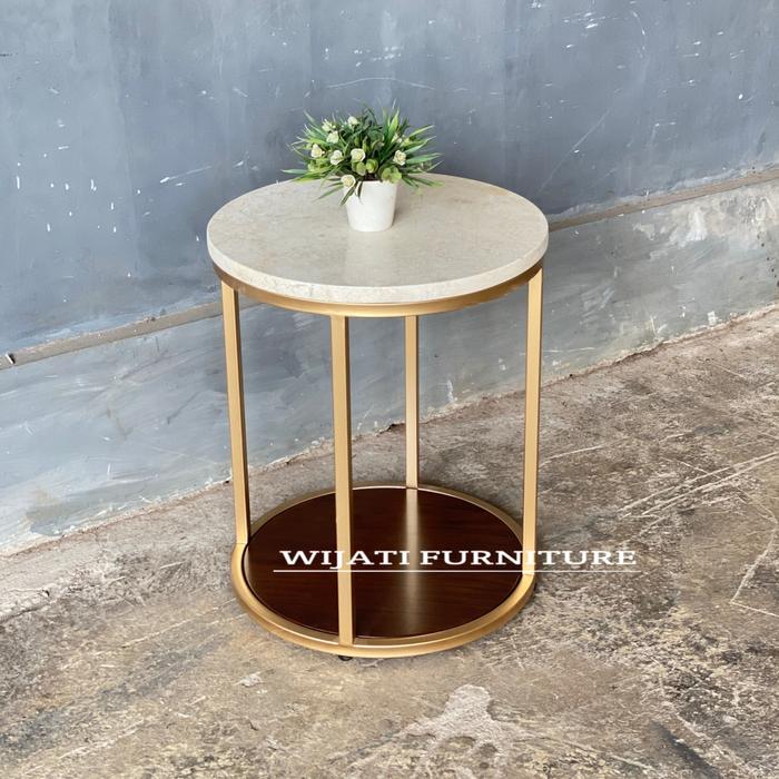 Jual meja sudut meja Samping marmer Meja Pojok Marmer Besi Gold - Kab ...