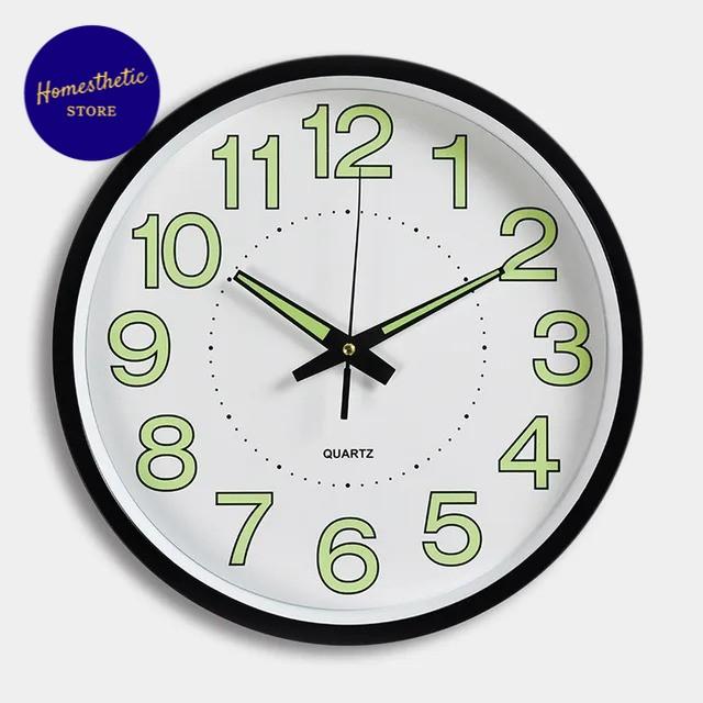 Promo Jam Dinding Bulat Quartz Luminous GITD Glow in The Dark Nyala ...