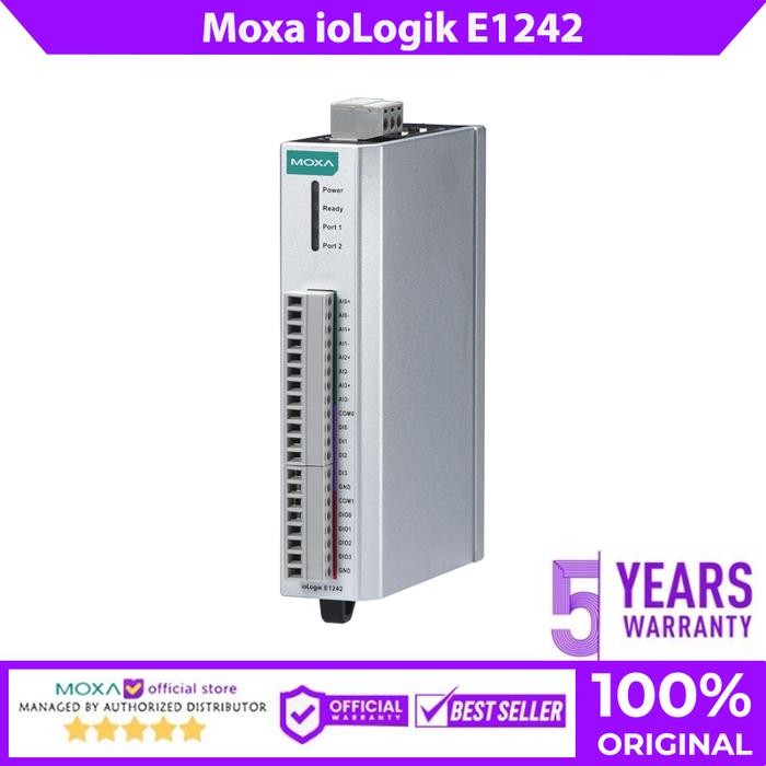 Promo MOXA IoLogik E1242 Remote Ethernet I/O with 4AI, 4DI, 4DIO, and 2 ...