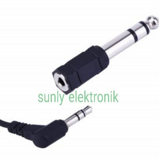 Jual Black Colokan audio aux jack 3.5 mm to 6.5 mm adapter converter ...