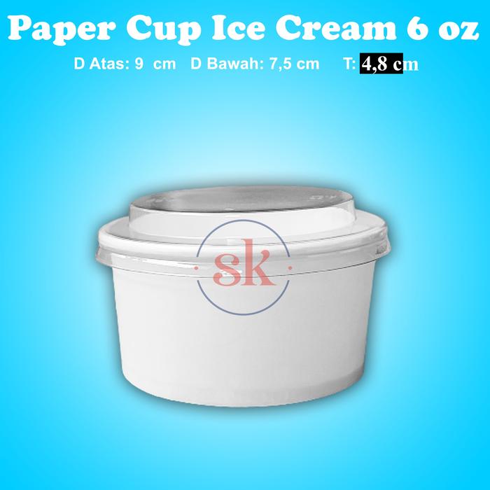 Jual Paper Cup Ice Cream Cup Gelato 6 oz POLOS + Tutup Datar (Paket 50 ...