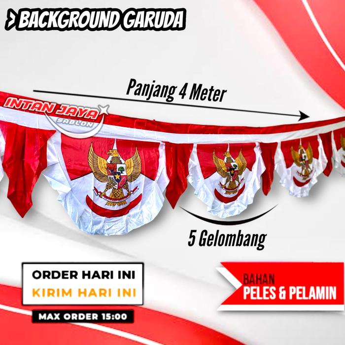 Jual Bendera Background Garuda Merah Putih 10 Gelombang/Bendera Umbul Umbul Gelombang ...