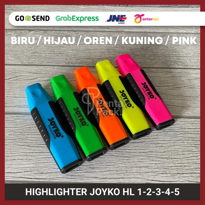 Jual Highlighter JOYKO / Spidol Penanda Berwarna / Stabillo HL 5 Warna ( Biru / Hijau / Oren ...