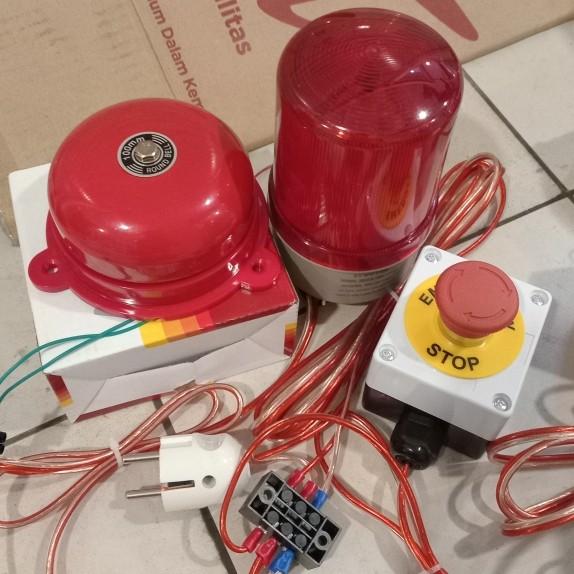 Jual sirene alarm 1 set bell ground bel kring 100mm pabrik sirine set tingal pakai+lamp ...